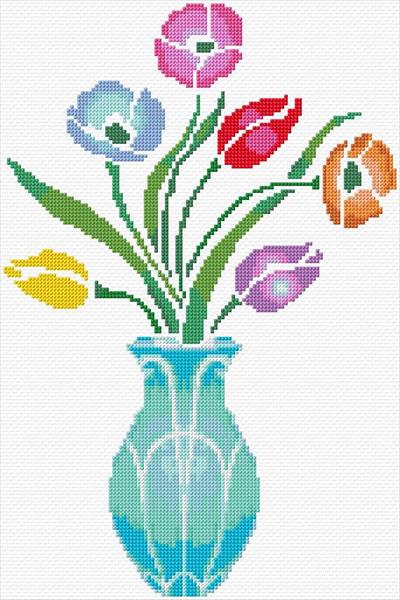 Flower Bouquet Vase - Cross-Stitch Designs Flower Bouquet Vase - Cross-Stitch Designs